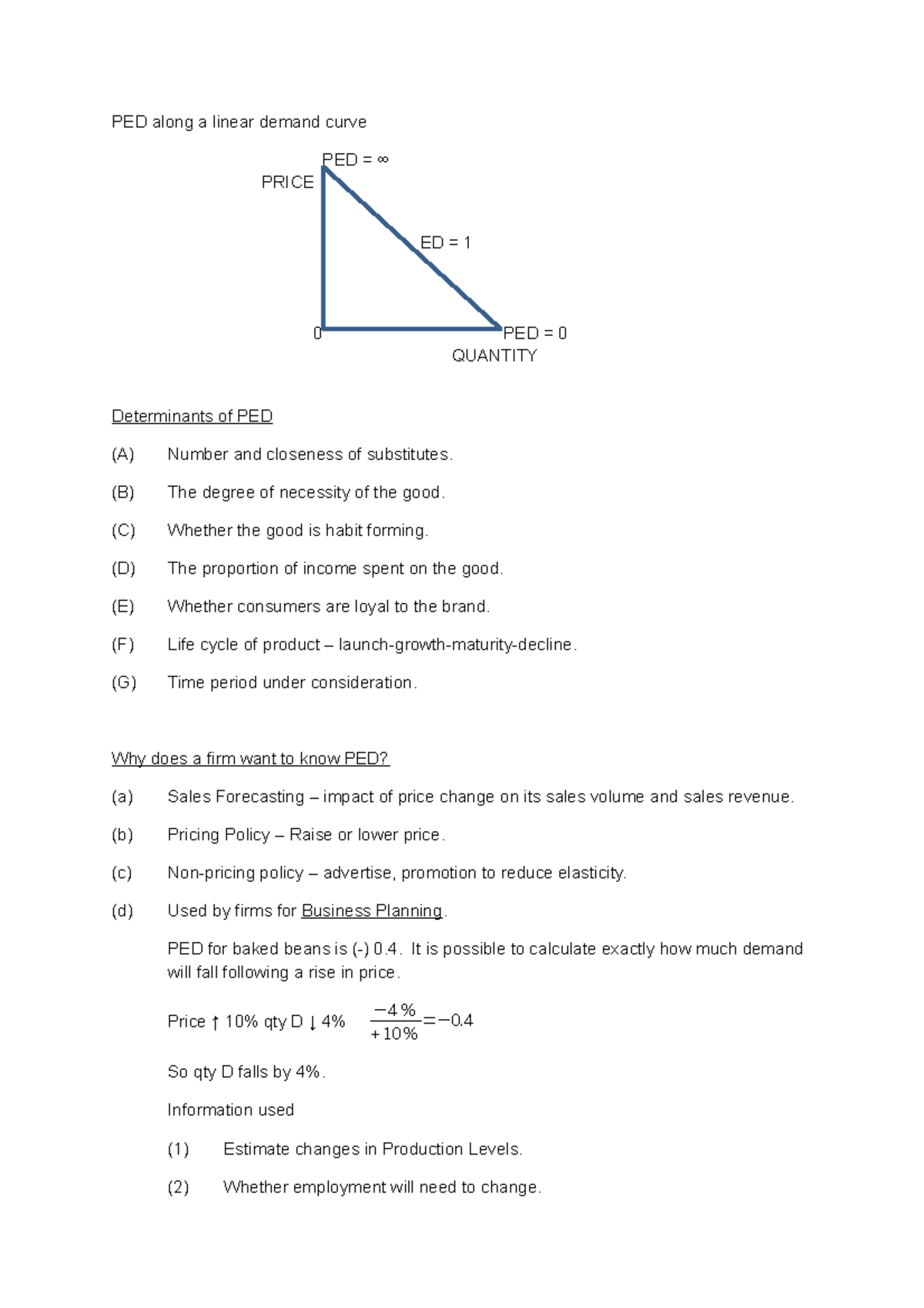 9. PED typed Doc - PED along a linear demand curve PED = ∞ PRICE ED = 1 ...