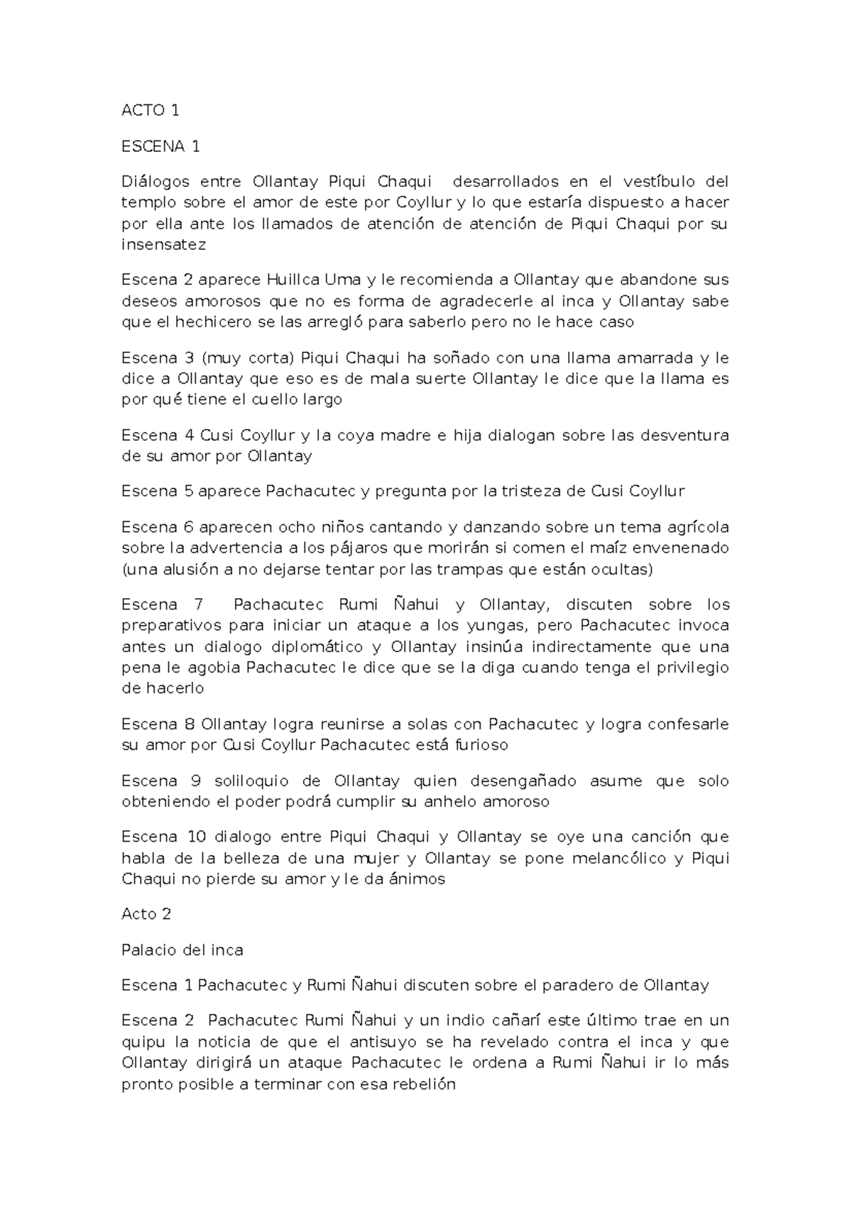 Ollantay y Ima Sumac - ACTO 1 ESCENA 1 Diálogos entre Ollantay Piqui ...