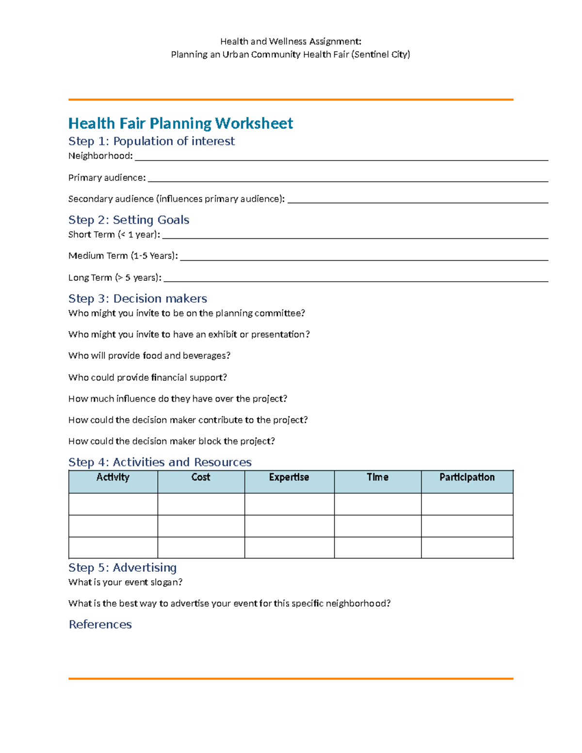 Health and Wellness Assignment 1 - Health and Wellness Assignment ...