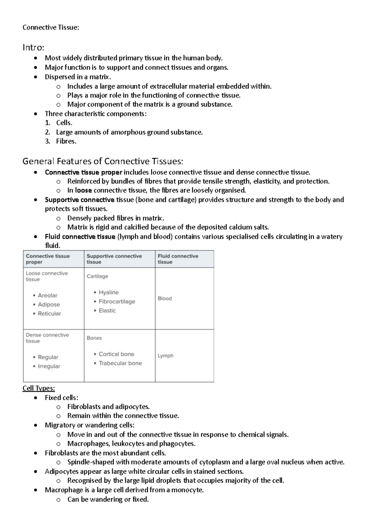Connective Tissue - Connective Tissue: Intro: Most widely distributed ...