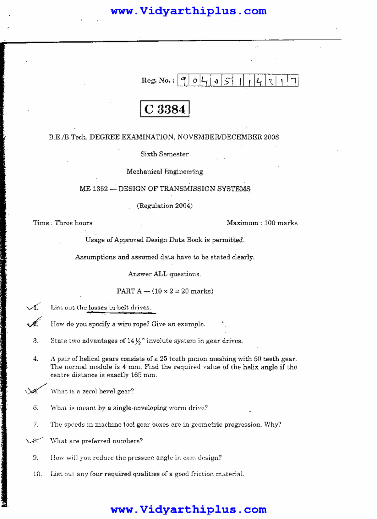 ME6601 AU Q Papers - Reg. : ~~-J~~~~L-LL~~~~-LL-~ le 33841 B.E.IB ...