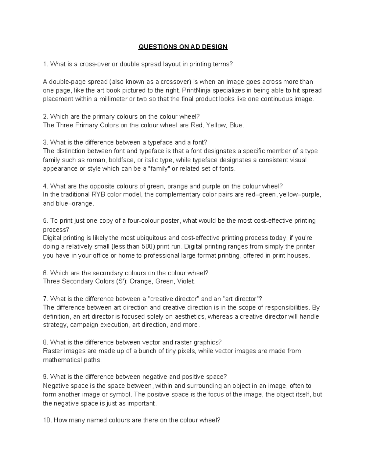 Questions on Ad Design - Studocu