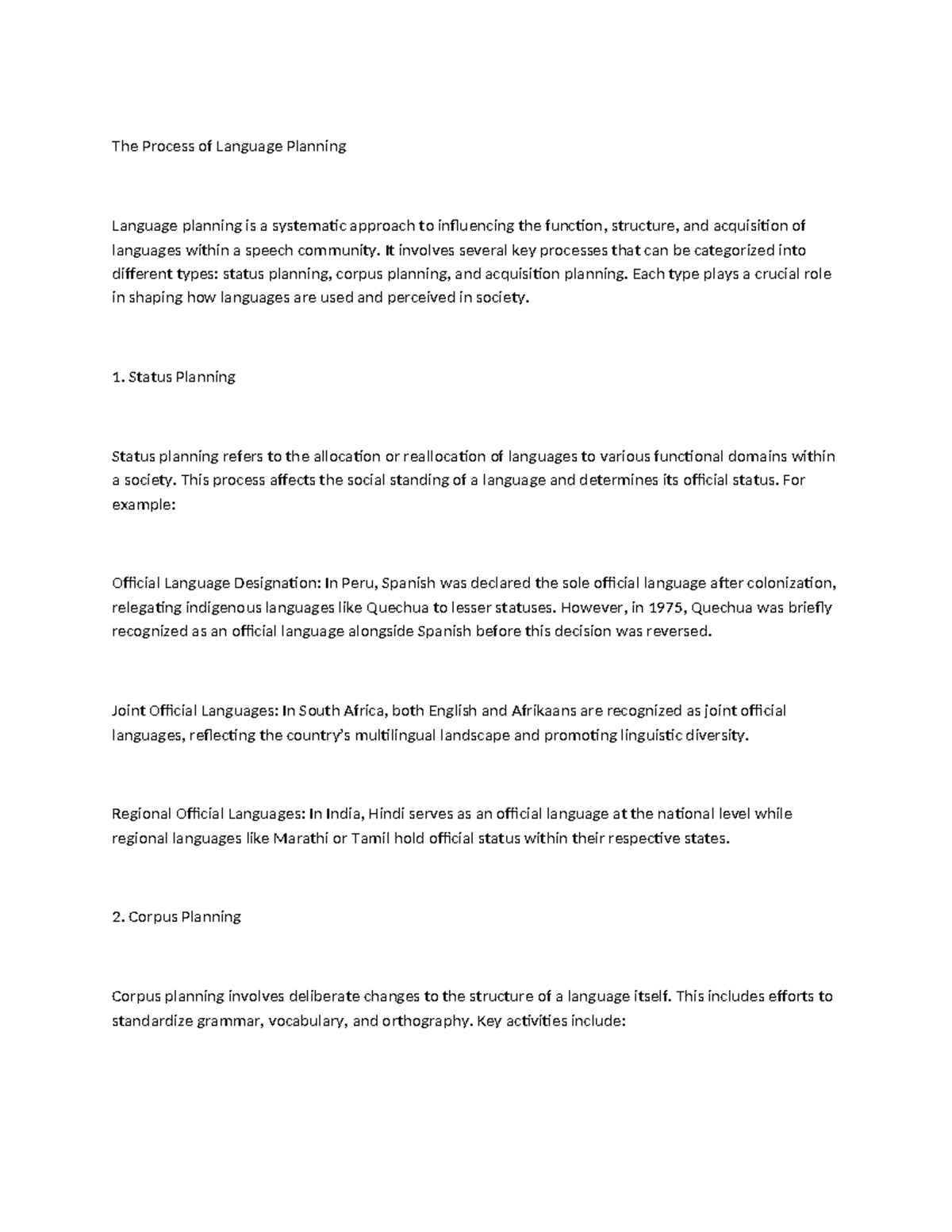 Language planning process - The Process of Language Planning Language ...