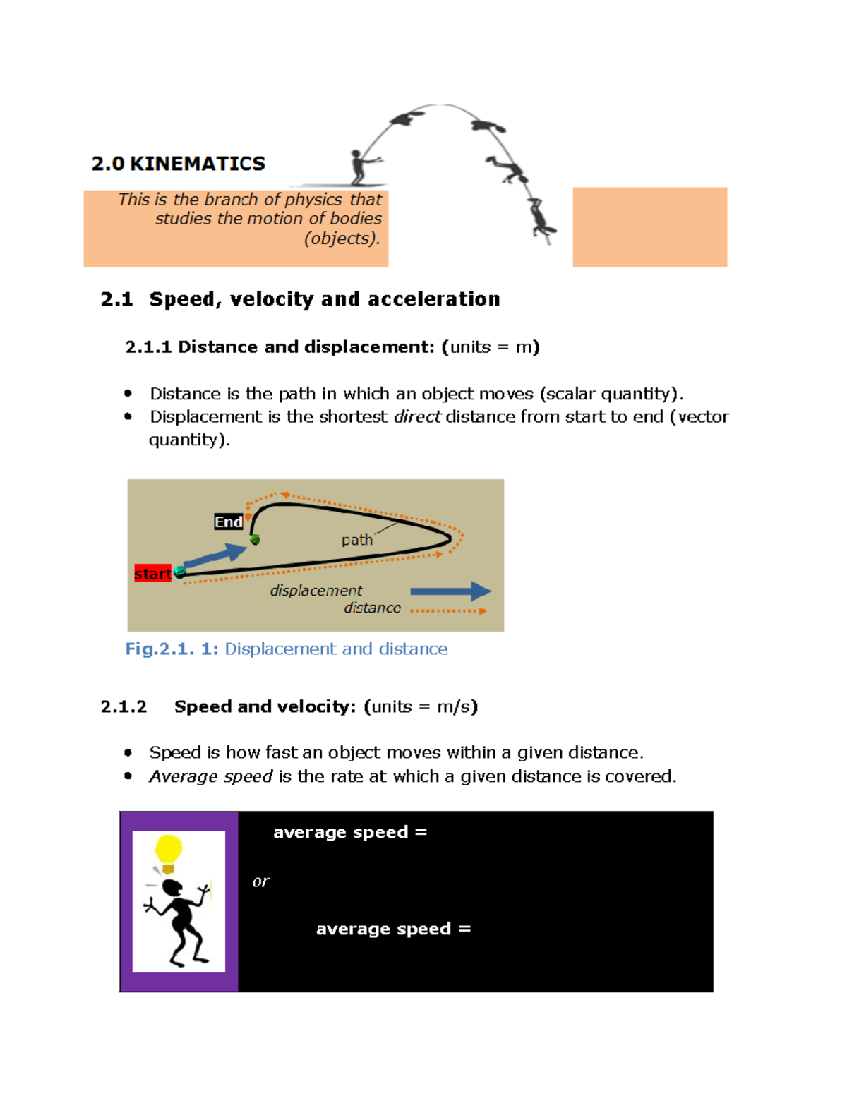notes about notes - 2 Speed, velocity and acceleration 2.1 Distance and ...