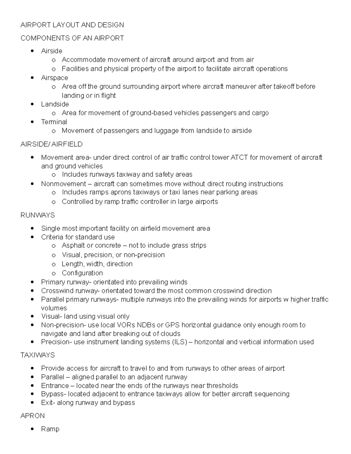 Airport Layout AND Design Notes - AIRPORT LAYOUT AND DESIGN COMPONENTS ...