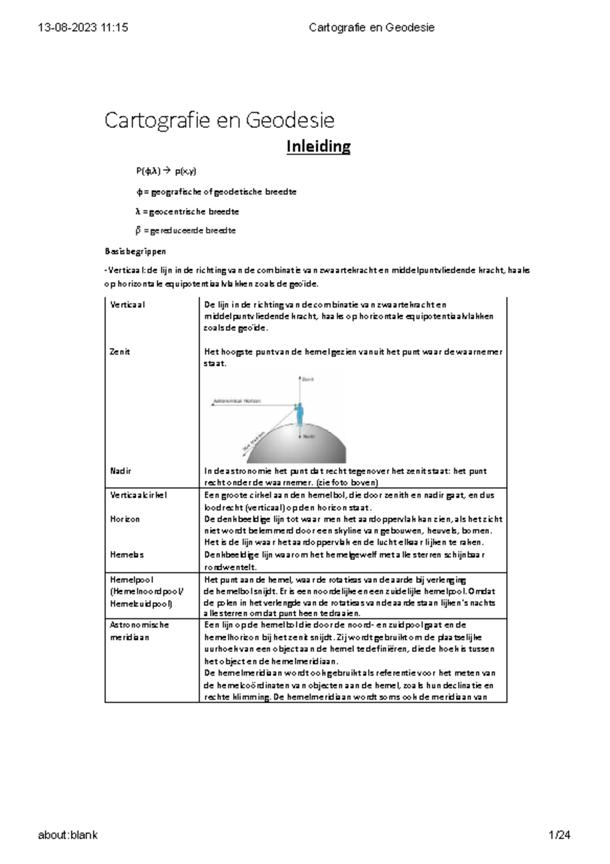 Cartografie en Geodesie - Cartografie en Geodesie Inleiding P(φ,λ) → p ...
