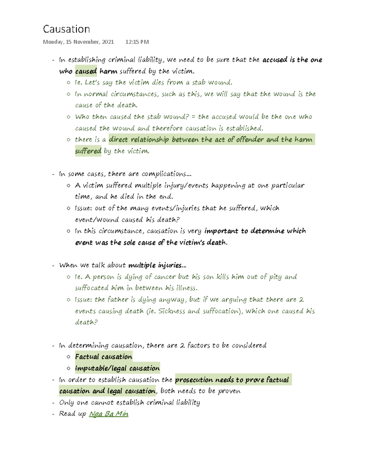 Causation Lecture Notes (with examples) - - Studocu