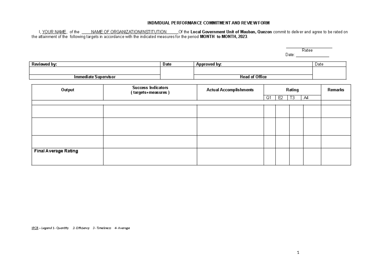 IPCR-Individual-Performance-Commitment-and-Review - 1 INDIVIDUAL ...