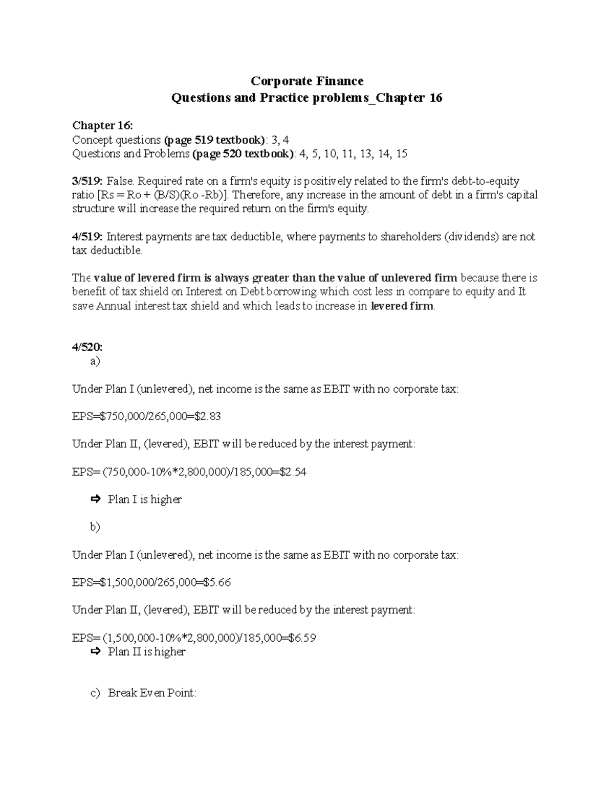 CF Questions and Practice problems Chapter 16 - financial accounting ...