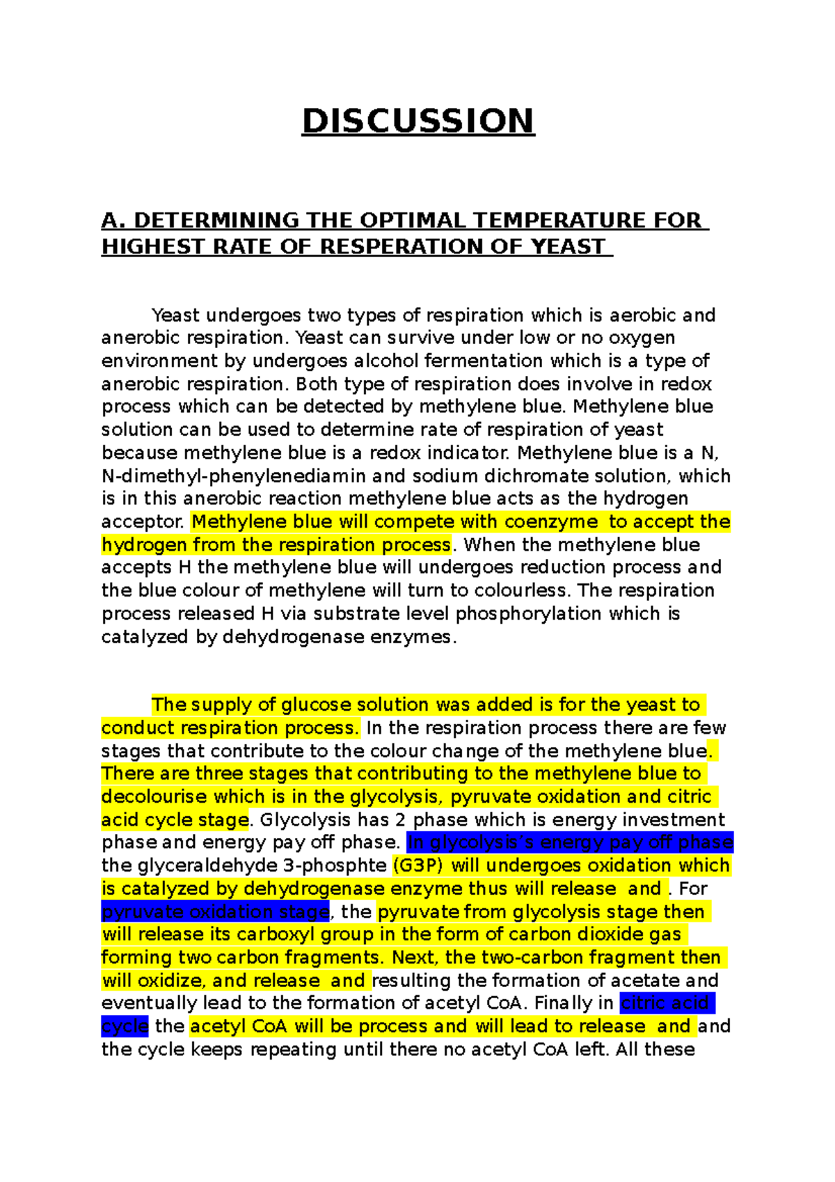Discussion BIO Miniproject G4 - DISCUSSION A. DETERMINING THE OPTIMAL ...