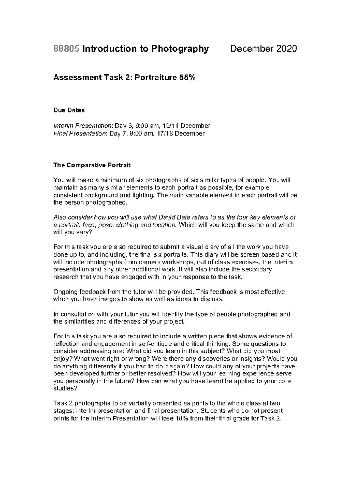 Assessment task 2 - Assignment 2 - 88805 Introduction to Photography ...