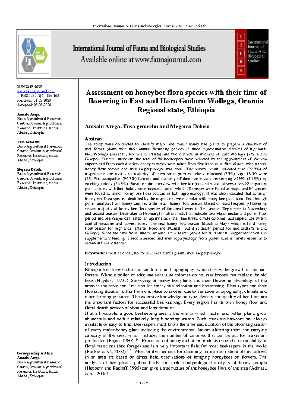 Bee flora journal - International Journal of Fauna and Biological ...