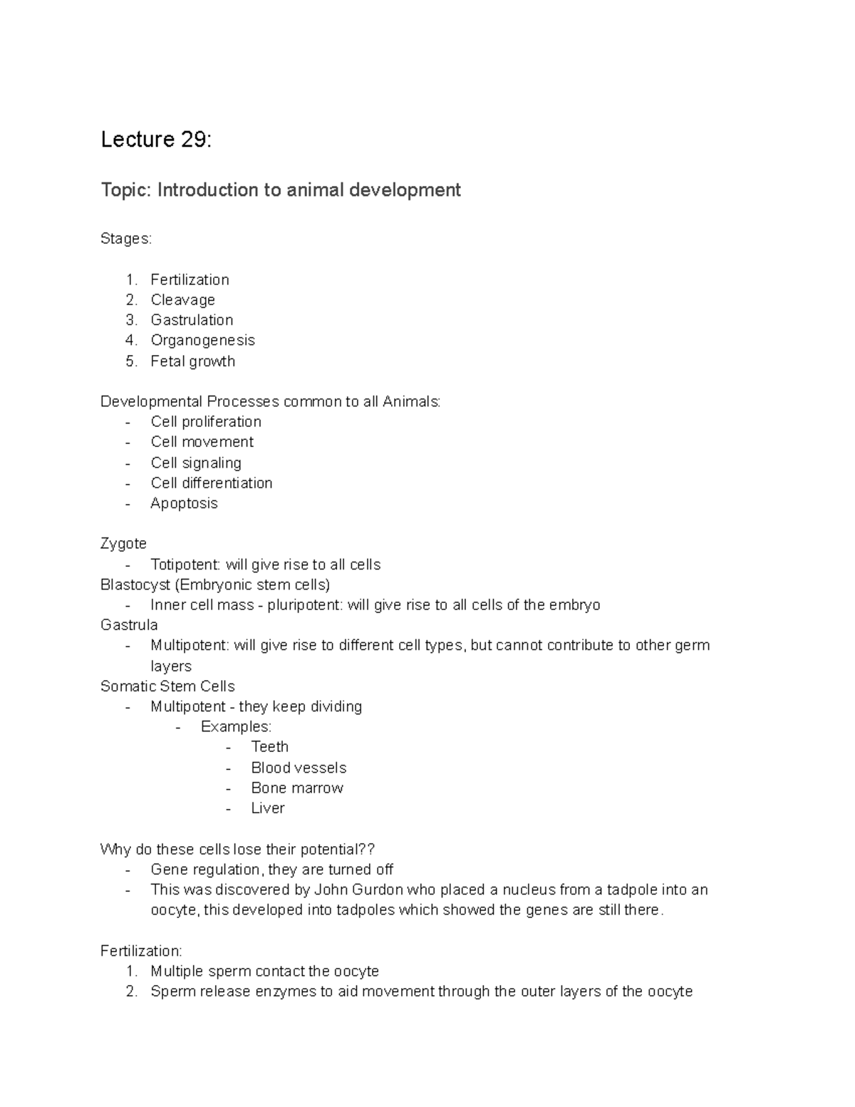 Bio 172 exam 4 notes - Google Docs - Lecture 29: Topic: Introduction to ...