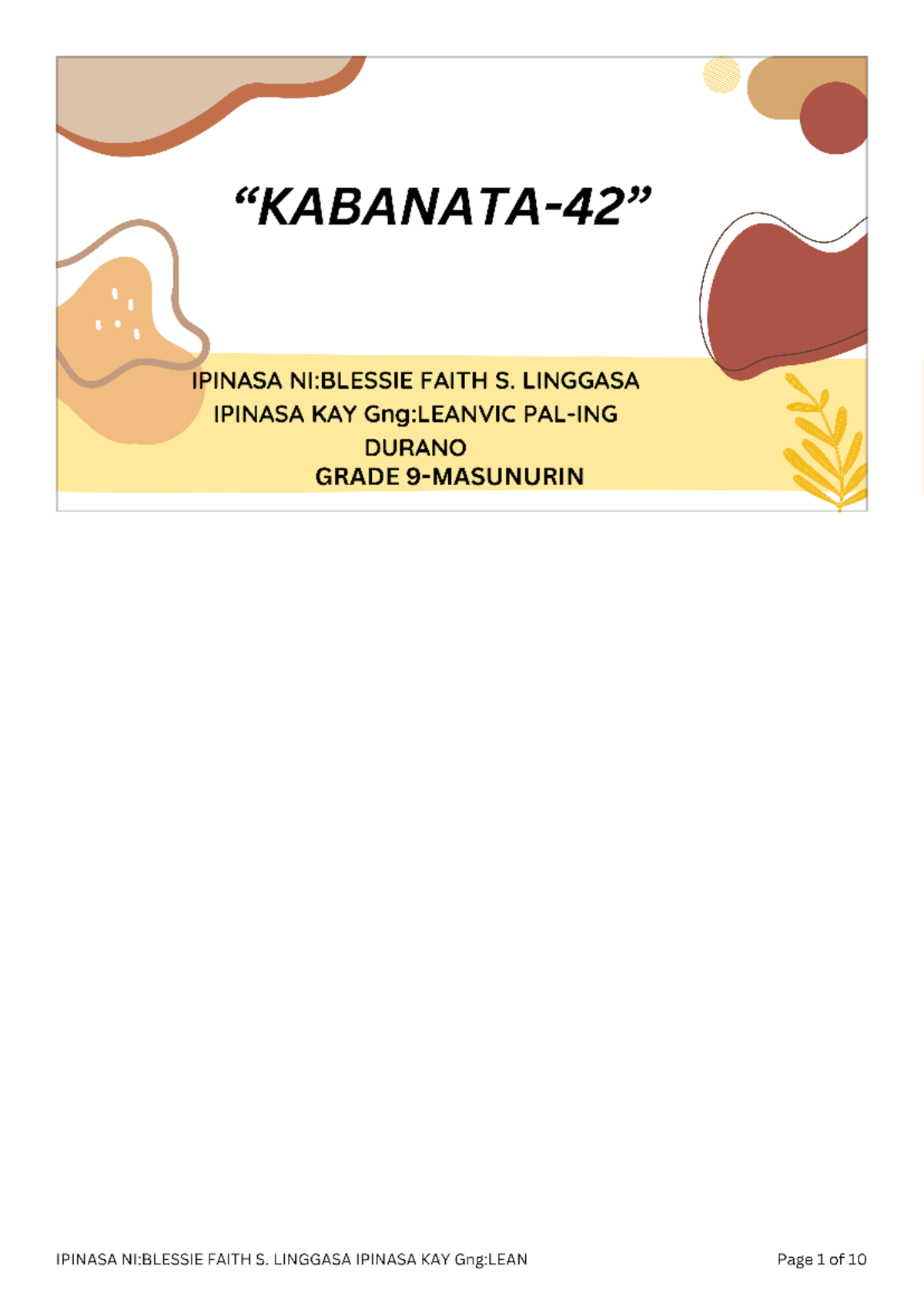 Ipinasa Niblessie Faith S - Bachelor of Secondary Education - Studocu