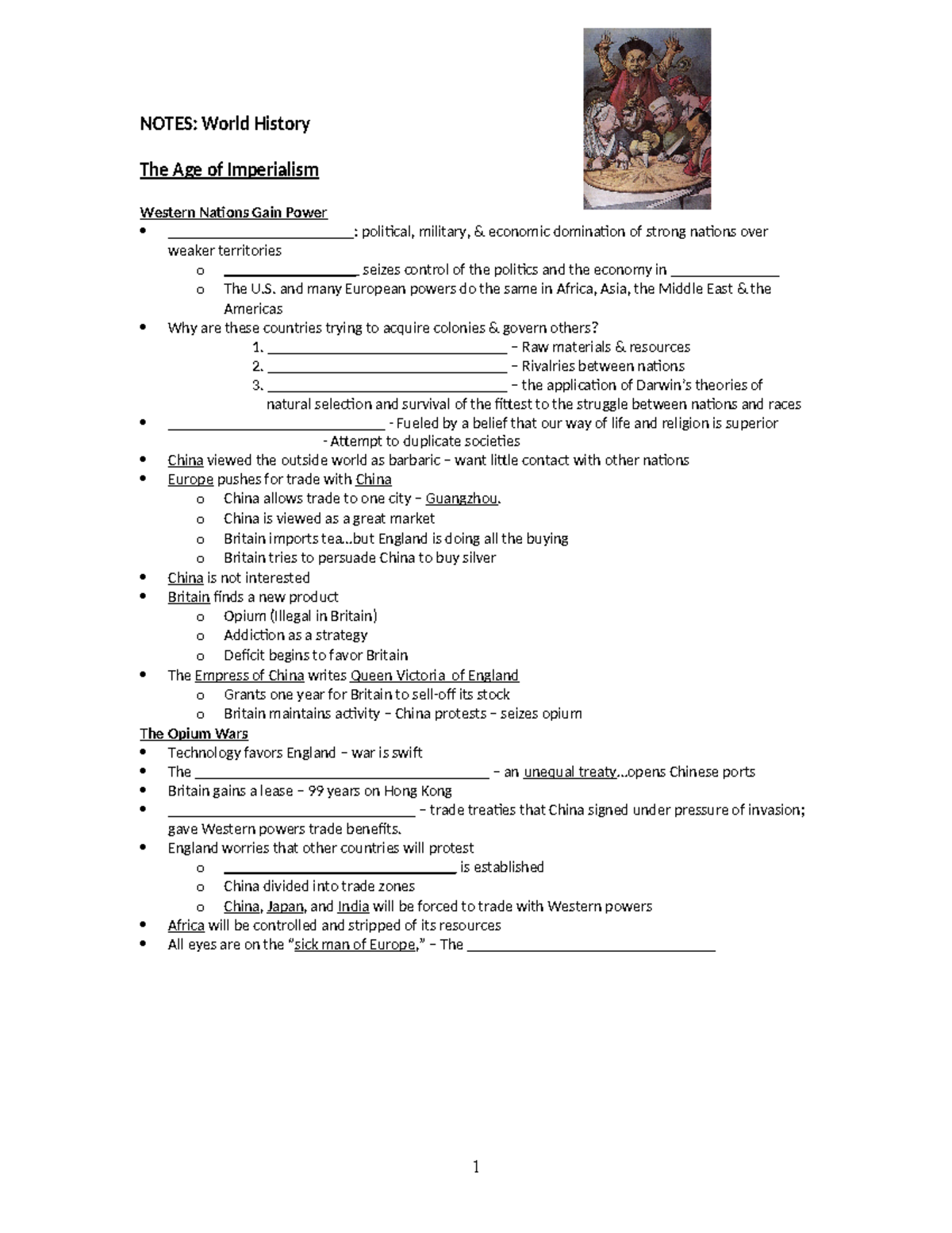 01 World History - The Age of Imperialism - Blank - Complete Notes-1 ...