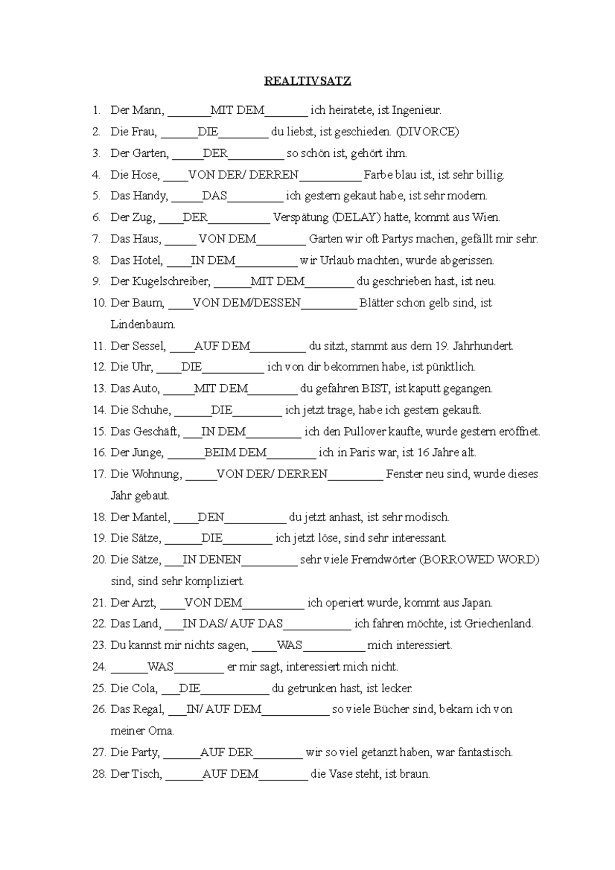 Relativsatz-arbeitsblatter 101676 - REALTIVSATZ Der Mann, MIT DEM ich ...