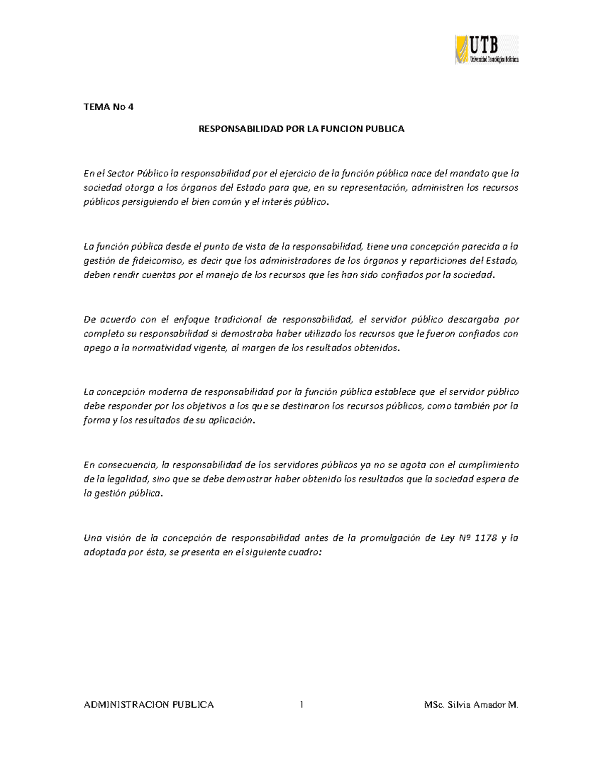 Responsabilidad POR LA Funcion Publica - TEMA No 4 RESPONSABILIDAD POR ...