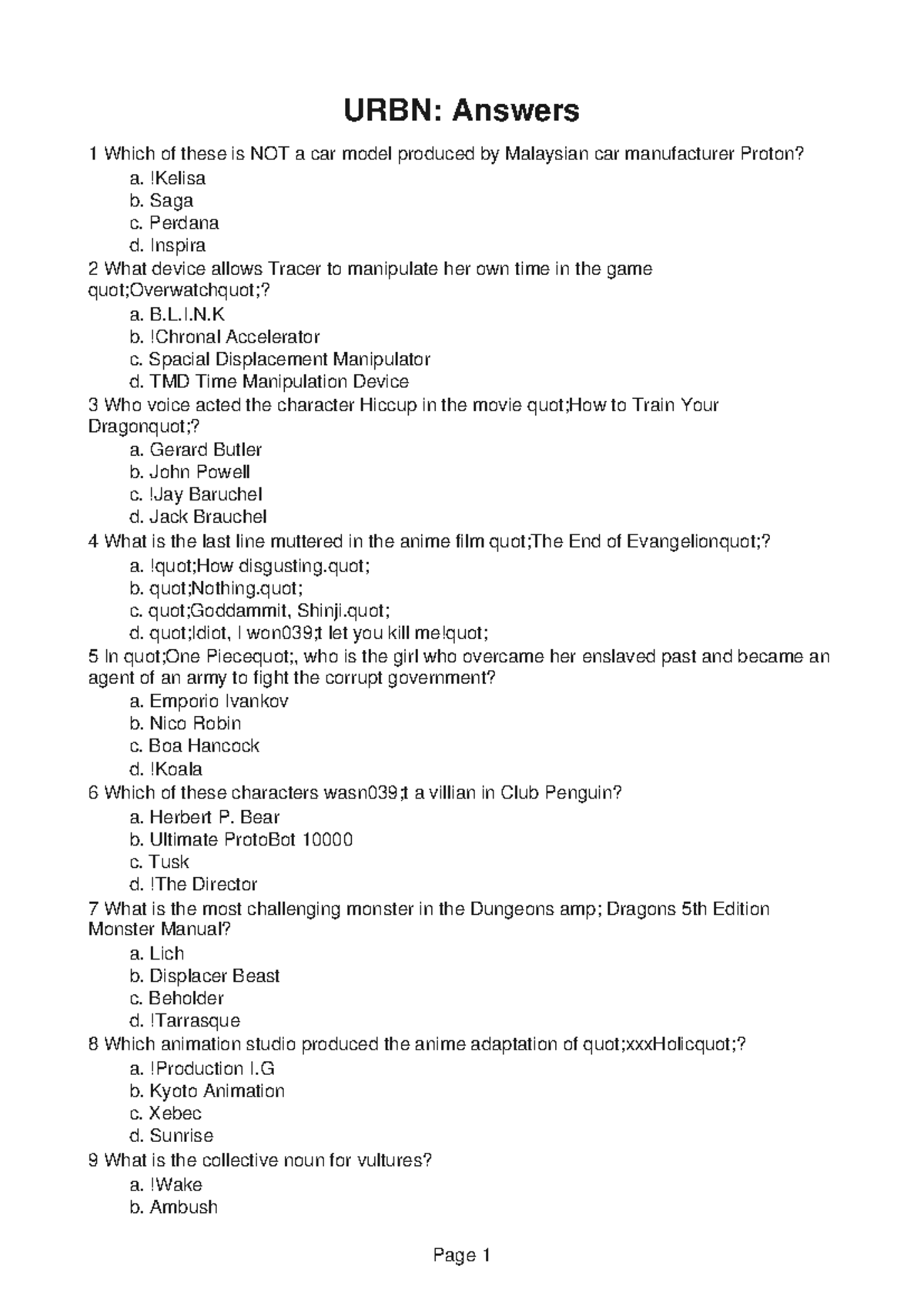 URBN312 Lecture Notes 6 - URBN: Answers 1 Which of these is NOT a car ...