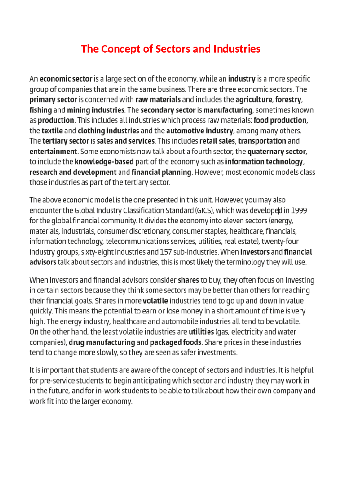 U2 The Concepts of Sectors and Industries - There are three economic ...