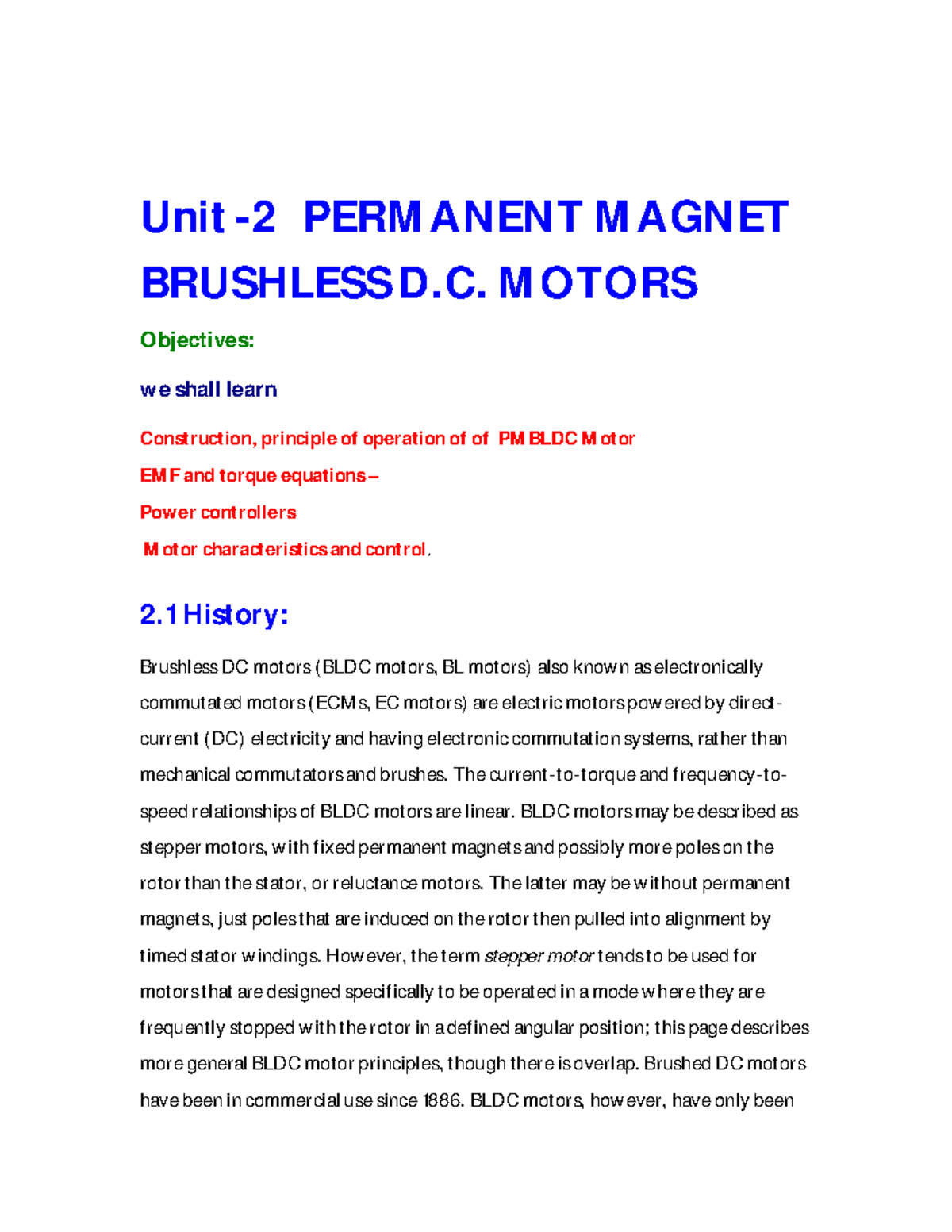 Brushless DC Motor theory and its application - Electrical Engineering ...