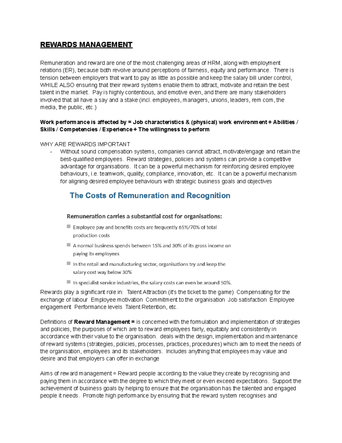 BUS2024F notes w8 - Rewards management - REWARDS MANAGEMENT ...