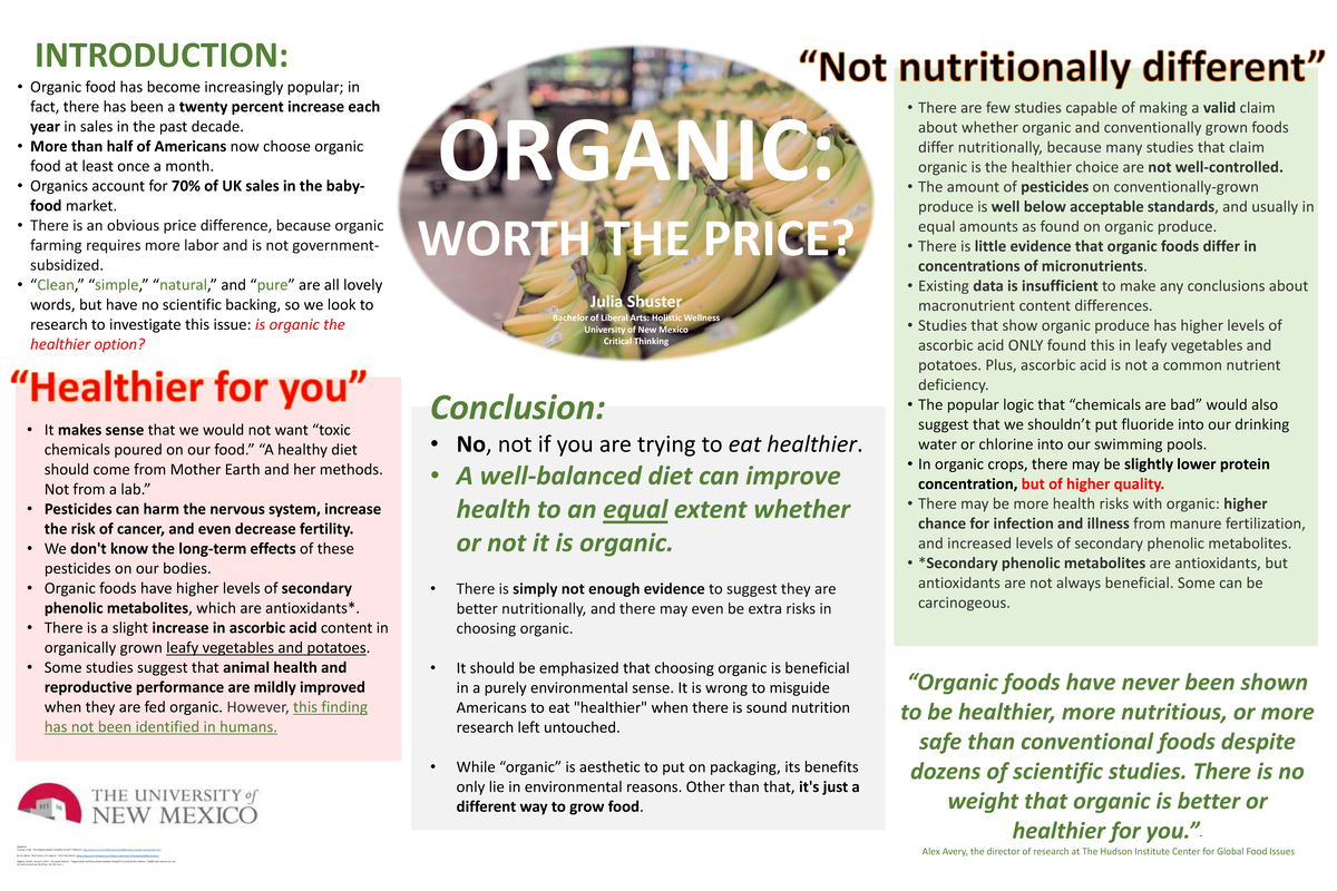 Is Organic Food Healthier? A Scientific Investigation - Studocu