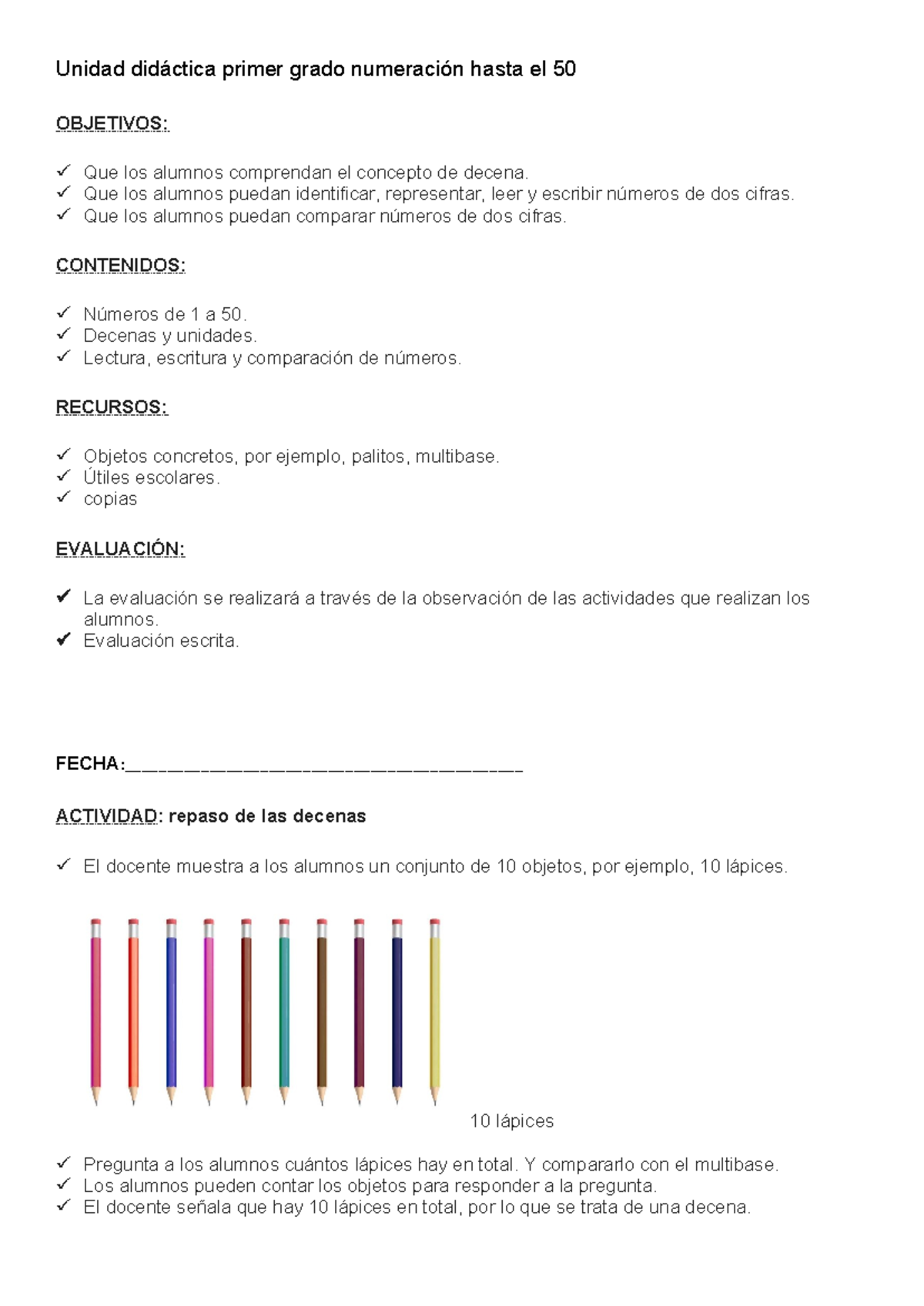 Unidad didáctica primer grado numeración hasta el 50 - Unidad didáctica ...