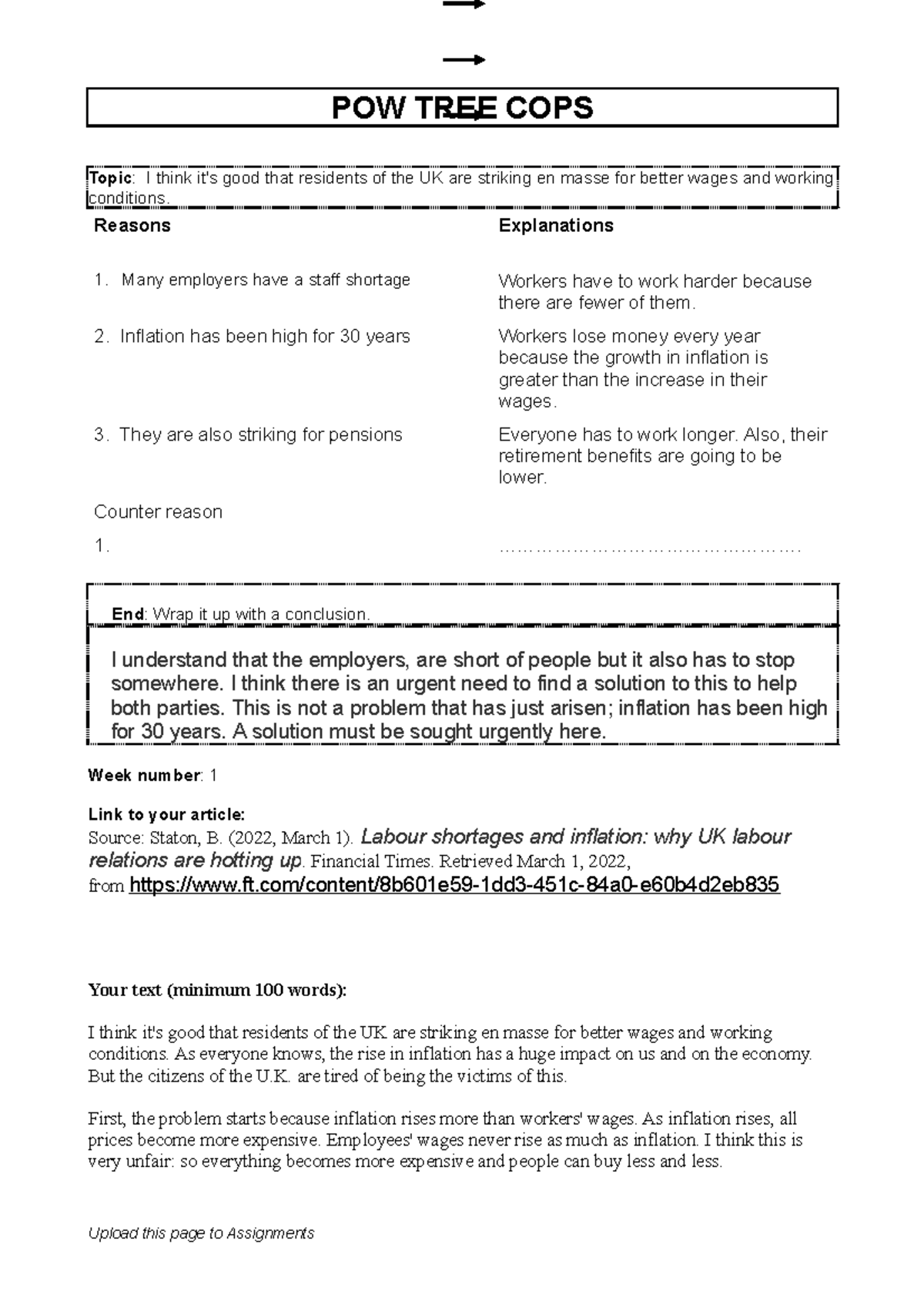 POW TREE COPS (to be used by students) - POW TREE COPS Topic : I think ...