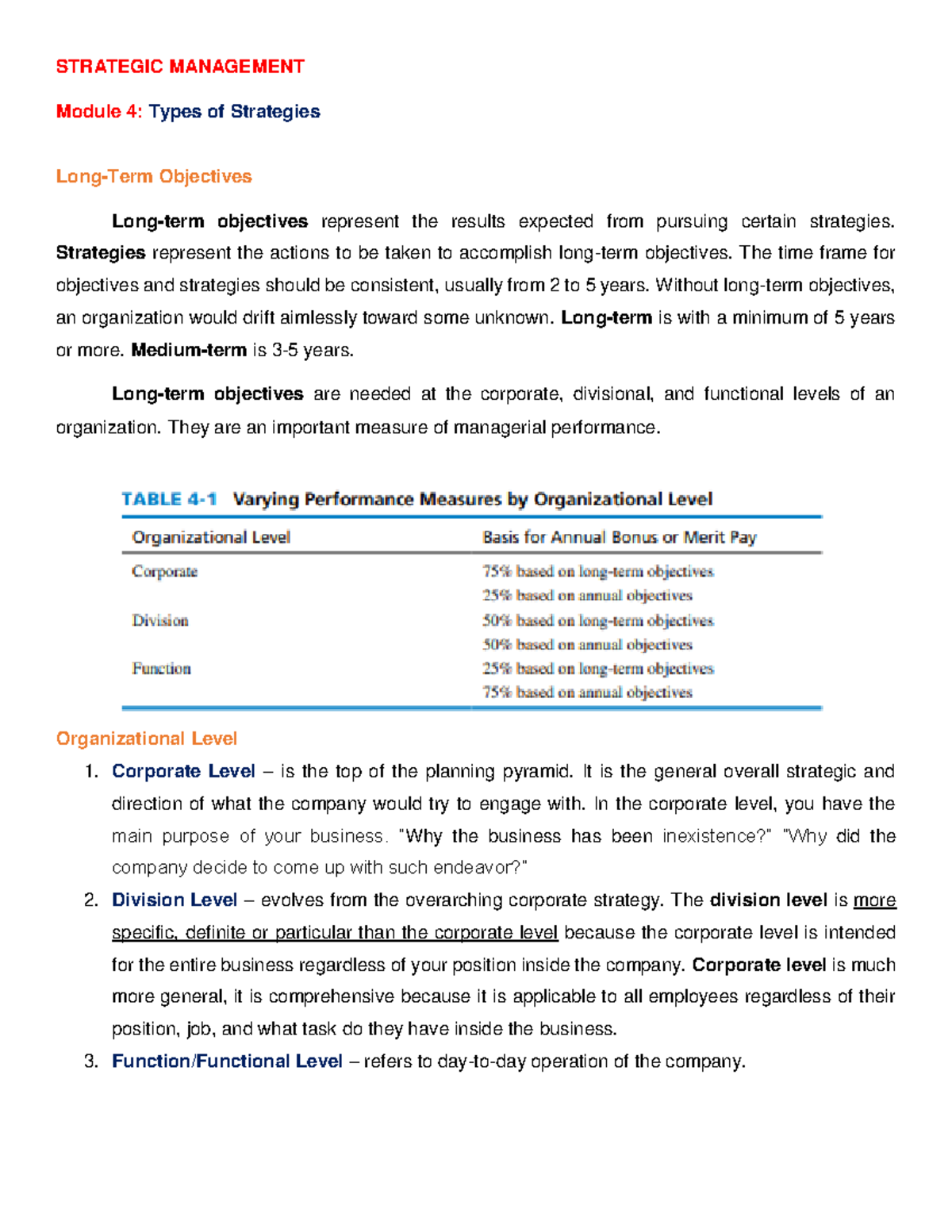 Strategic- Management- Midterms - STRATEGIC MANAGEMENT Module 4: Types ...