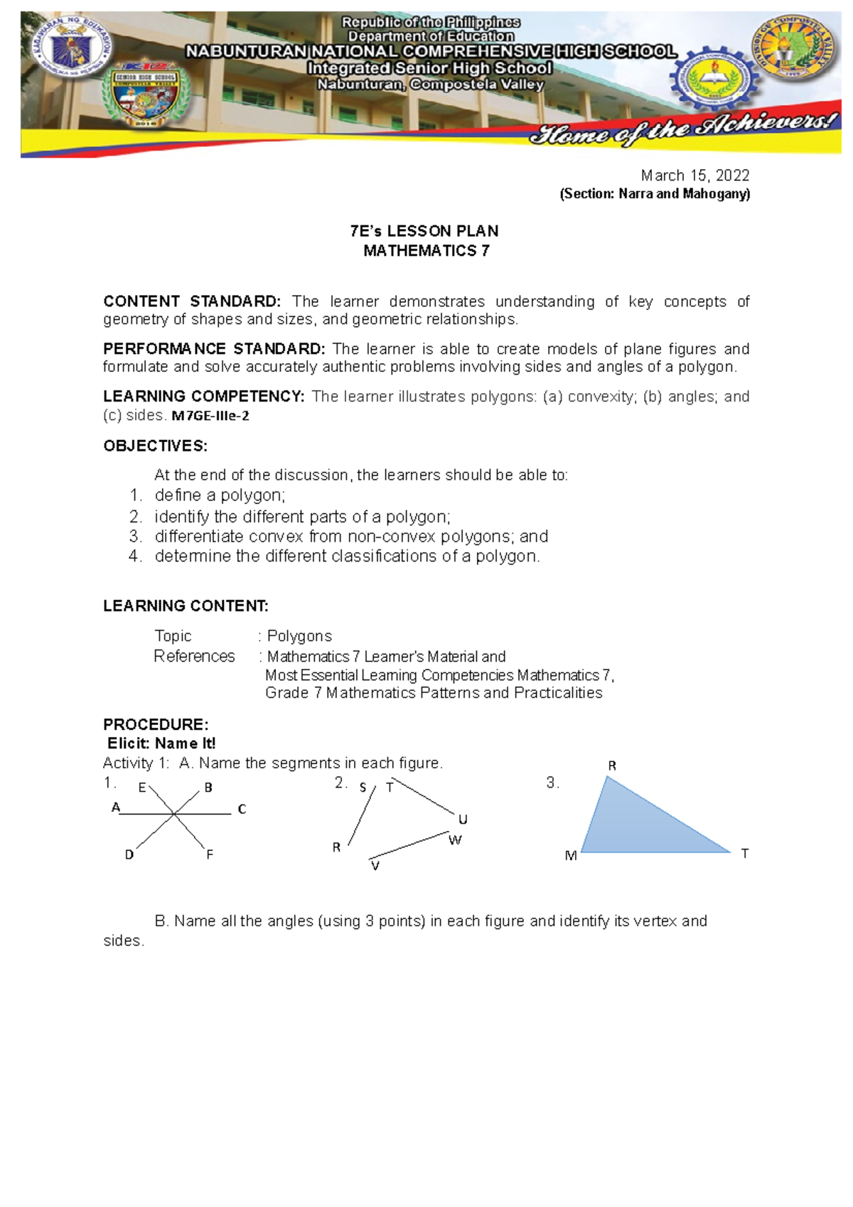 CO1 LP polygons - March 15, 2022 (Section: Narra and Mahogany) 7E’s ...
