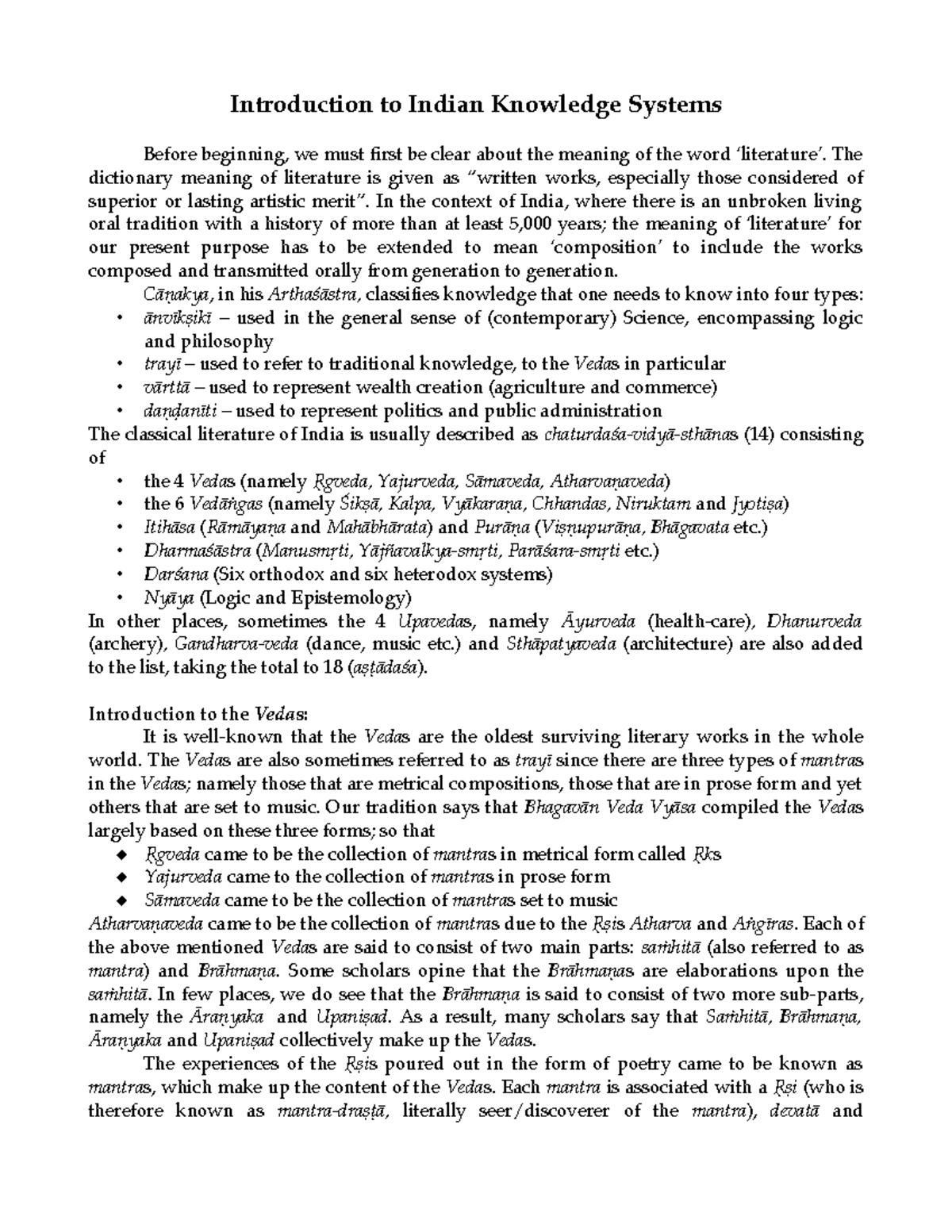 IKS Lecture 2 Introduction to IKS - Introduction to Indian Knowledge ...