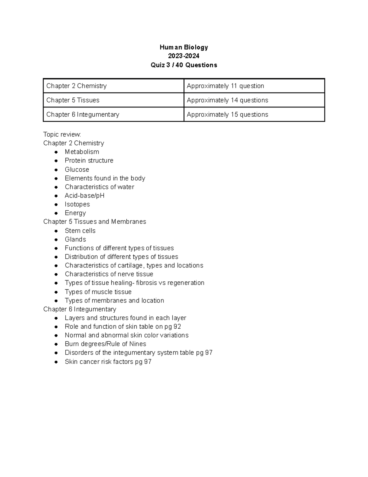 Test Map HB Quiz 3 - n/a - Human Biology 2023- Quiz 3 / 40 Questions ...