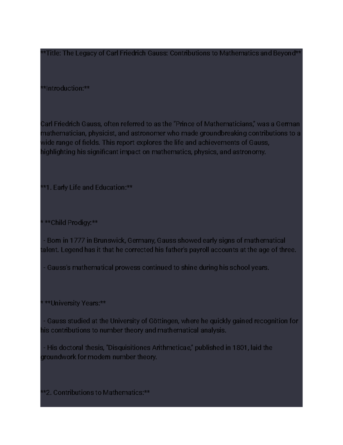 Gauss - general - Title: The Legacy of Carl Friedrich Gauss ...