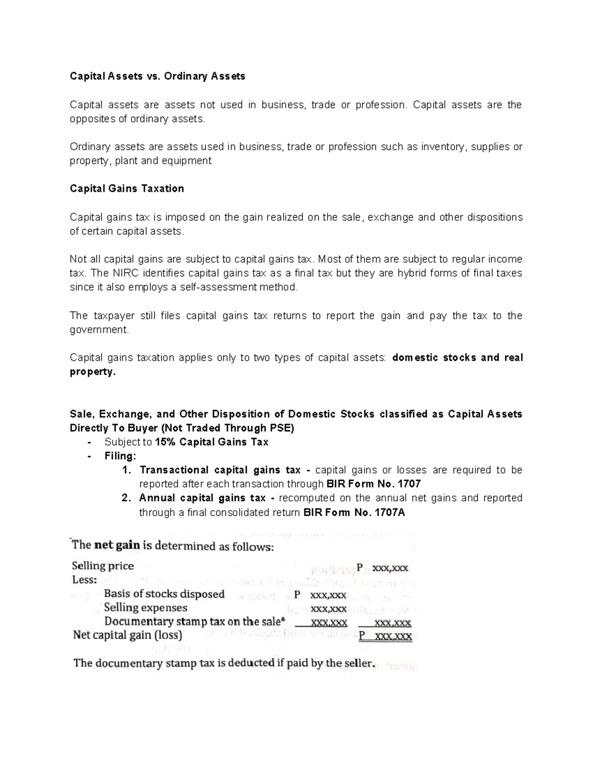 Capital-Gains-Taxation - Capital Assets vs. Ordinary Assets Capital ...