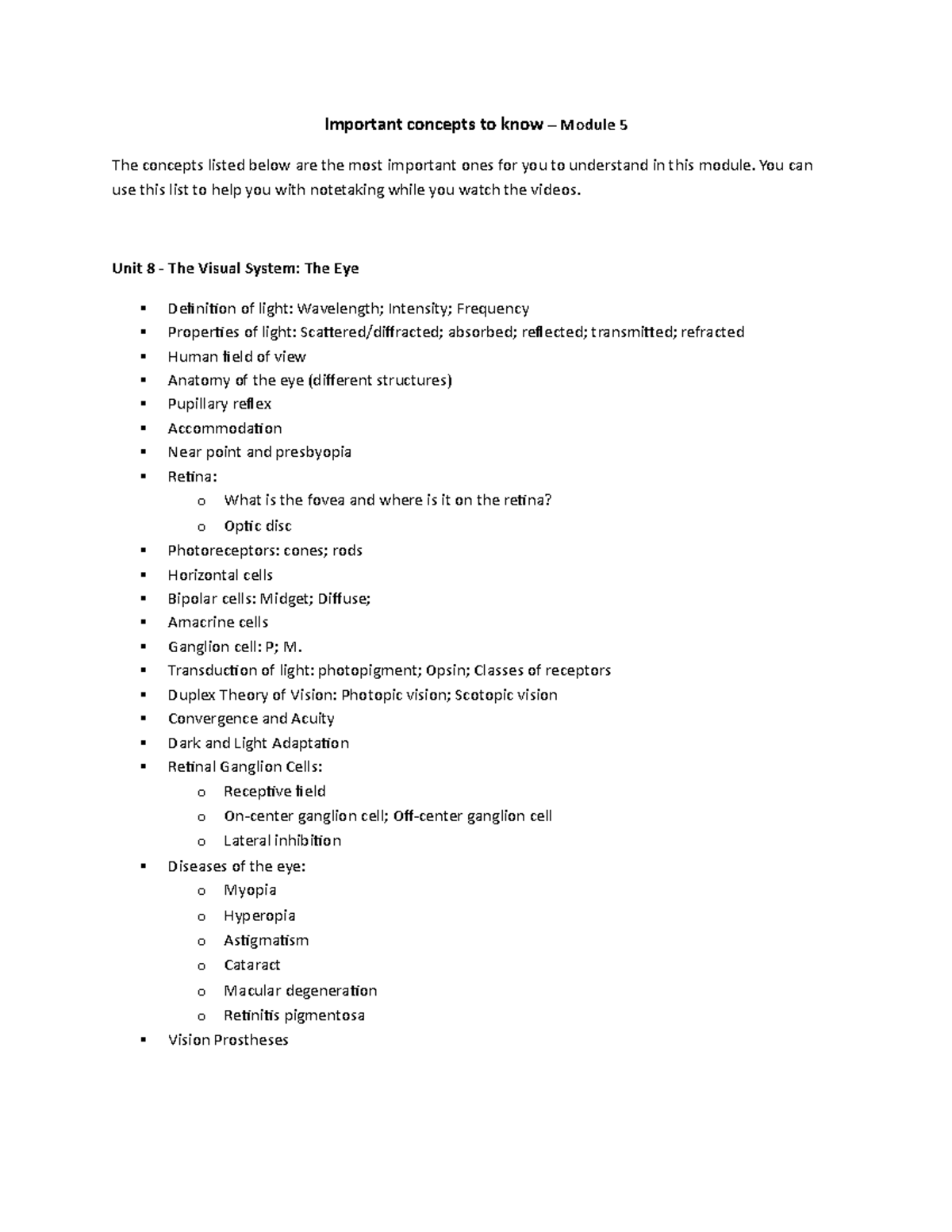 Module 5 study Guide - Important concepts to know – Module 5 The ...
