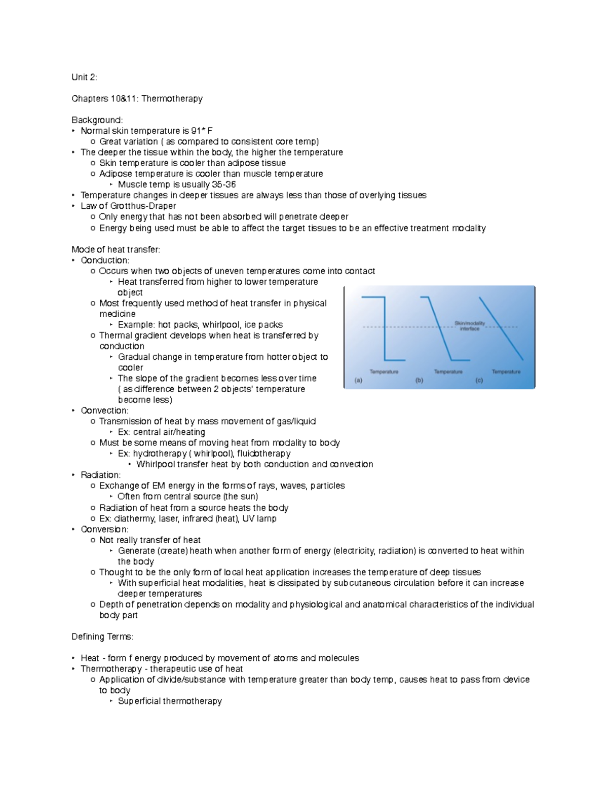 Chapters 8&9- Thermotherapy - Unit 2: Chapters 10&11: Thermotherapy ...