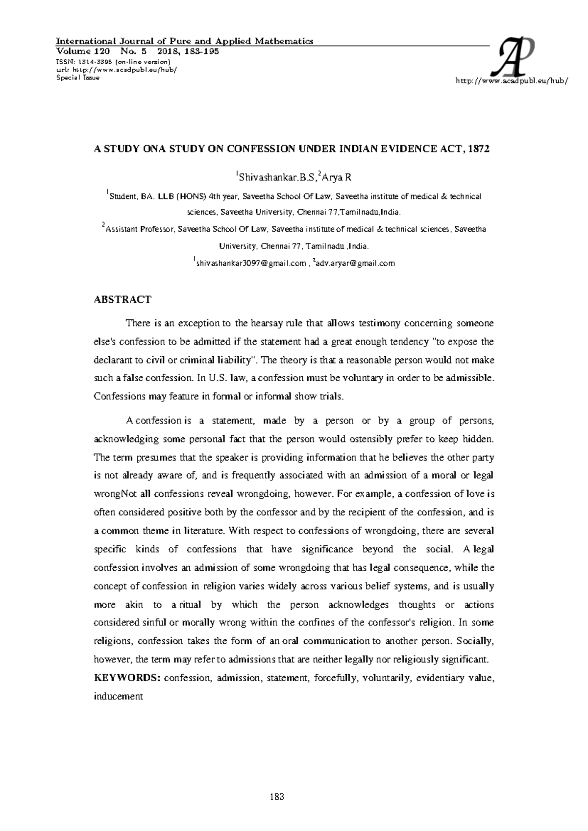 A Study ON Confession Under Indian Evidence ACT - A STUDY ONA STUDY ON ...