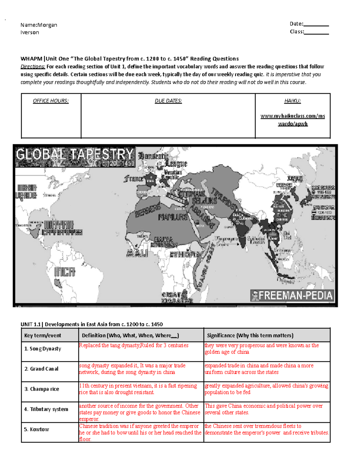 Amsco Unit 1 Reading Packet Morgan Iverson - Name:Morgan Iverson Date ...