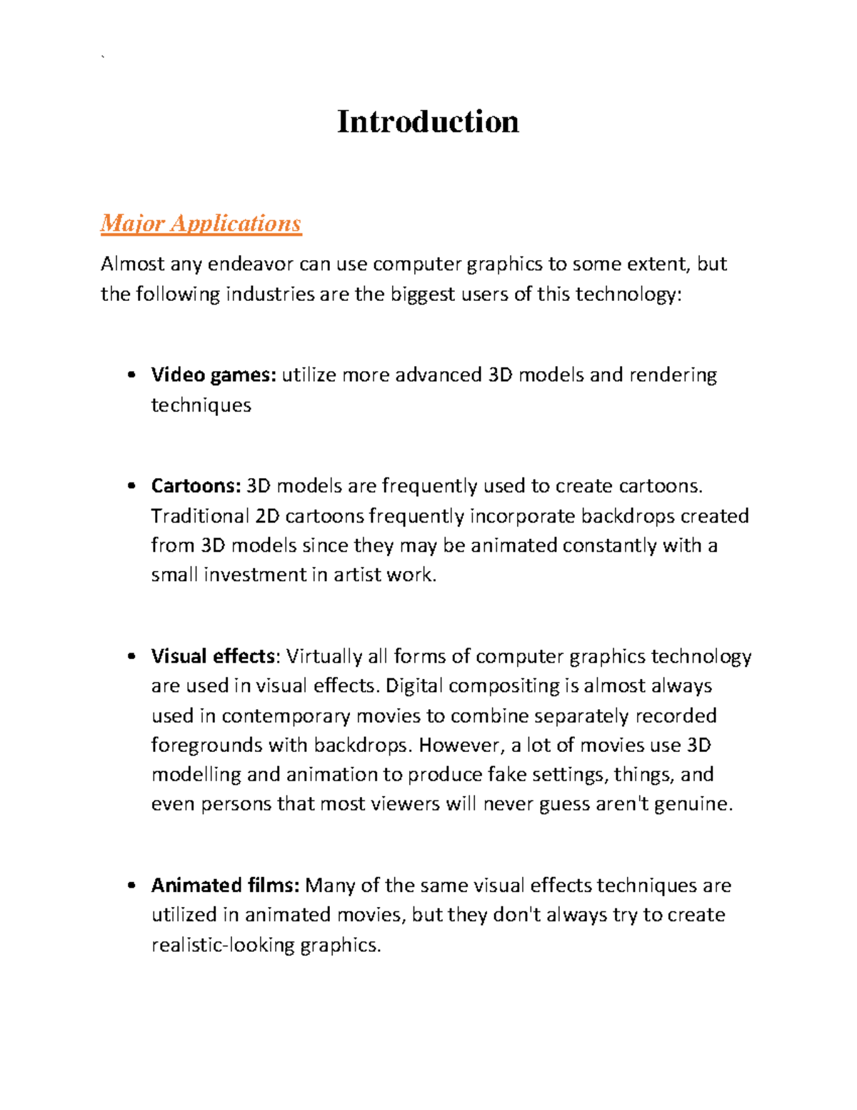 Introduction - Major Applications and Graphics APIs - ` Introduction ...