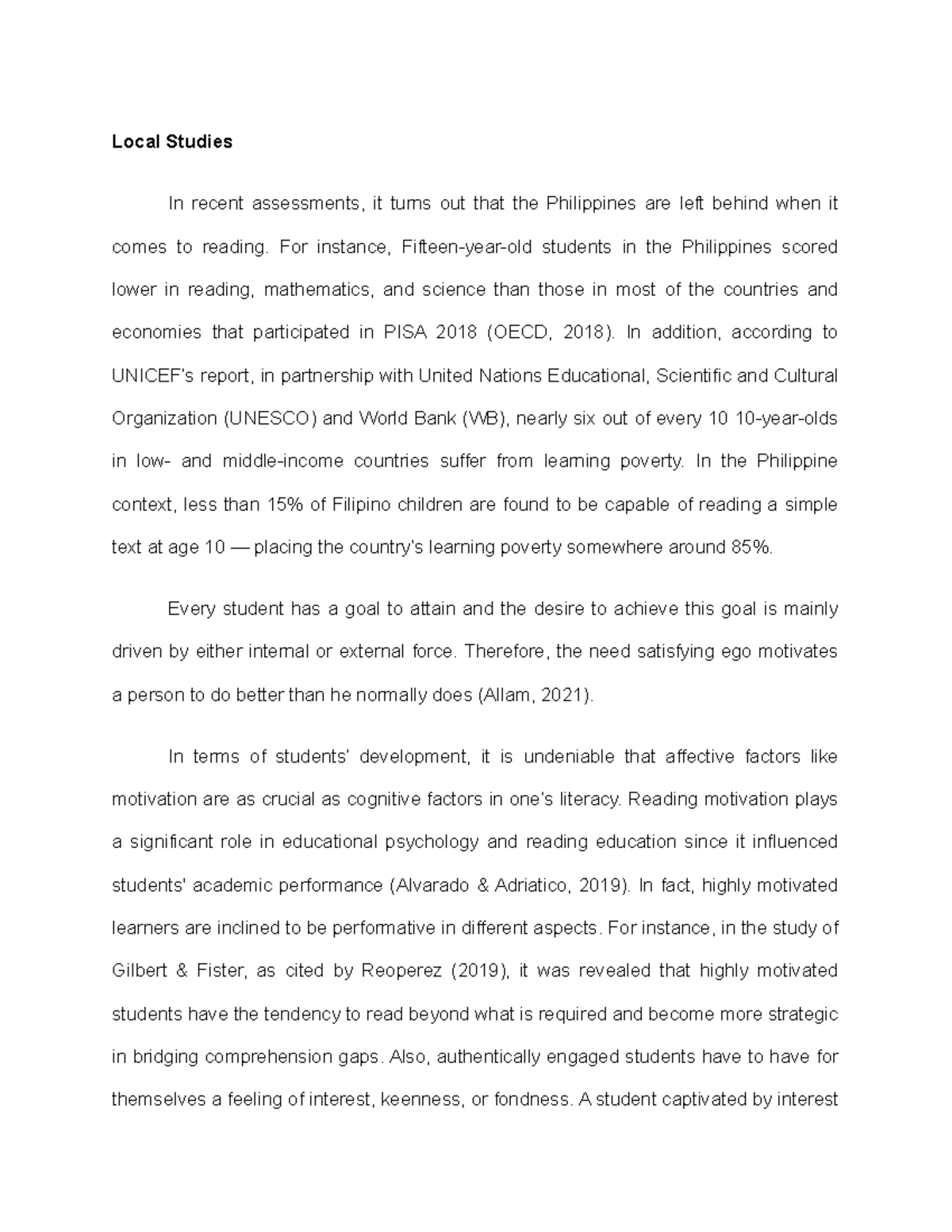 Local Studies - Local Studies In recent assessments, it turns out that ...