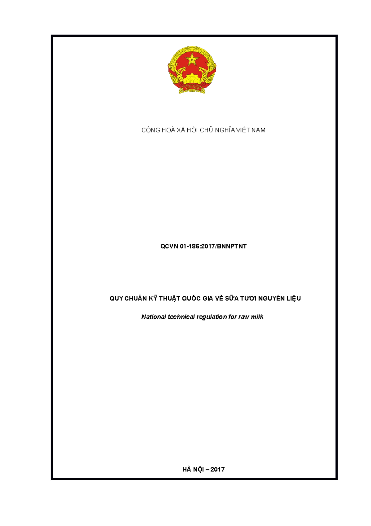 Quy chuan viet nam qcvn 01 186 2017 bnnptnt bo nong nghiep va phat trien nong thon 1 - CỘNG HOÀ ...