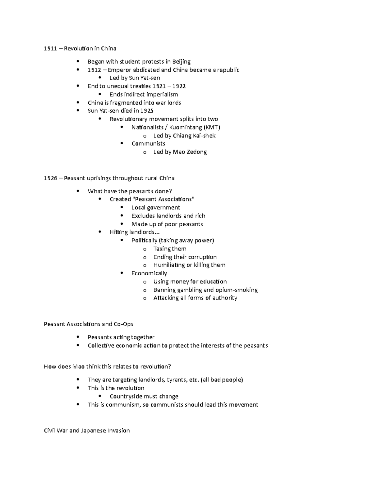 Revolution and Civil War in China - 1911 – Revolution in China Began ...