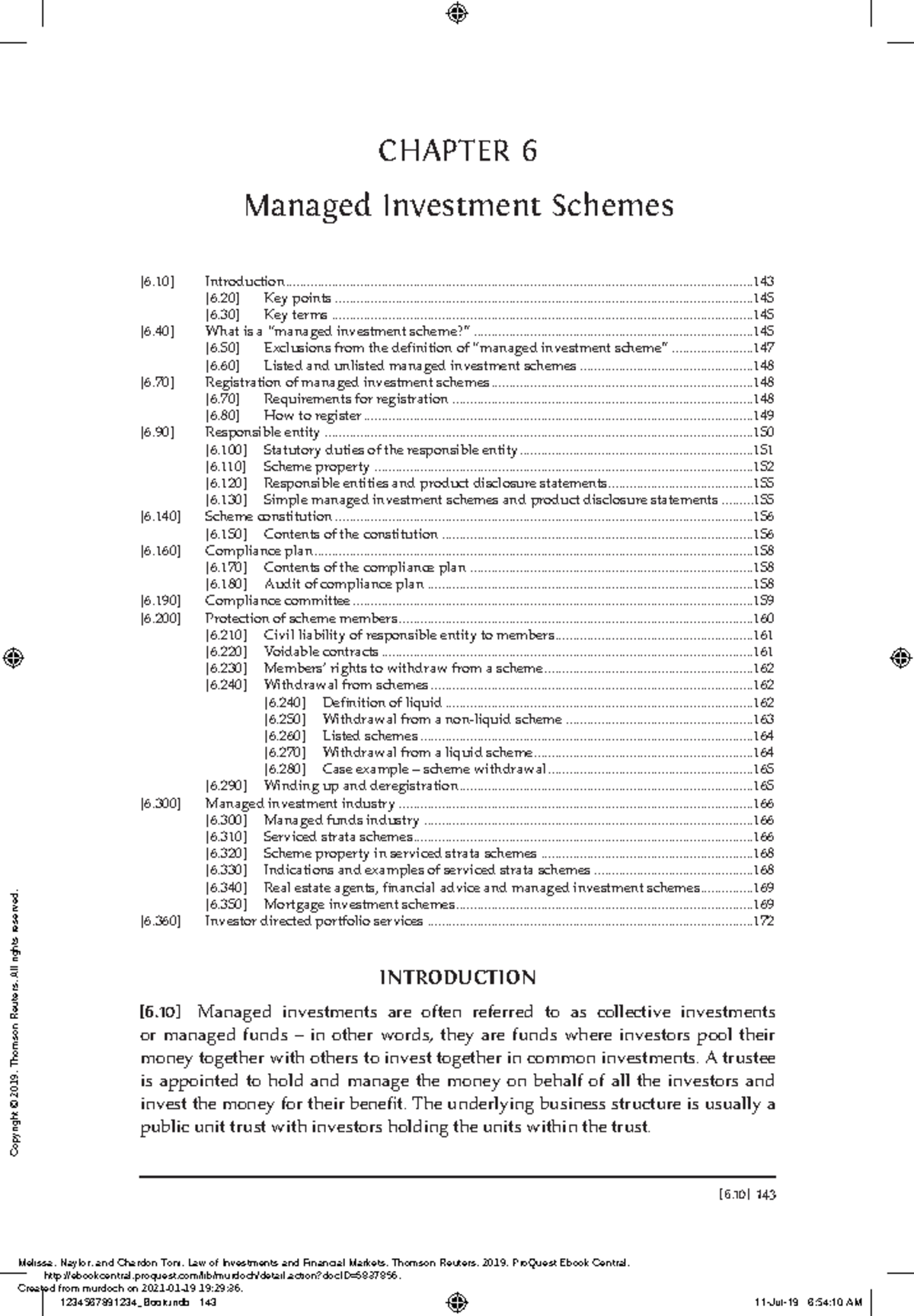 Finance Law Chapter 6 - Managed Investment Schemes INTRODUCTION [6 ...