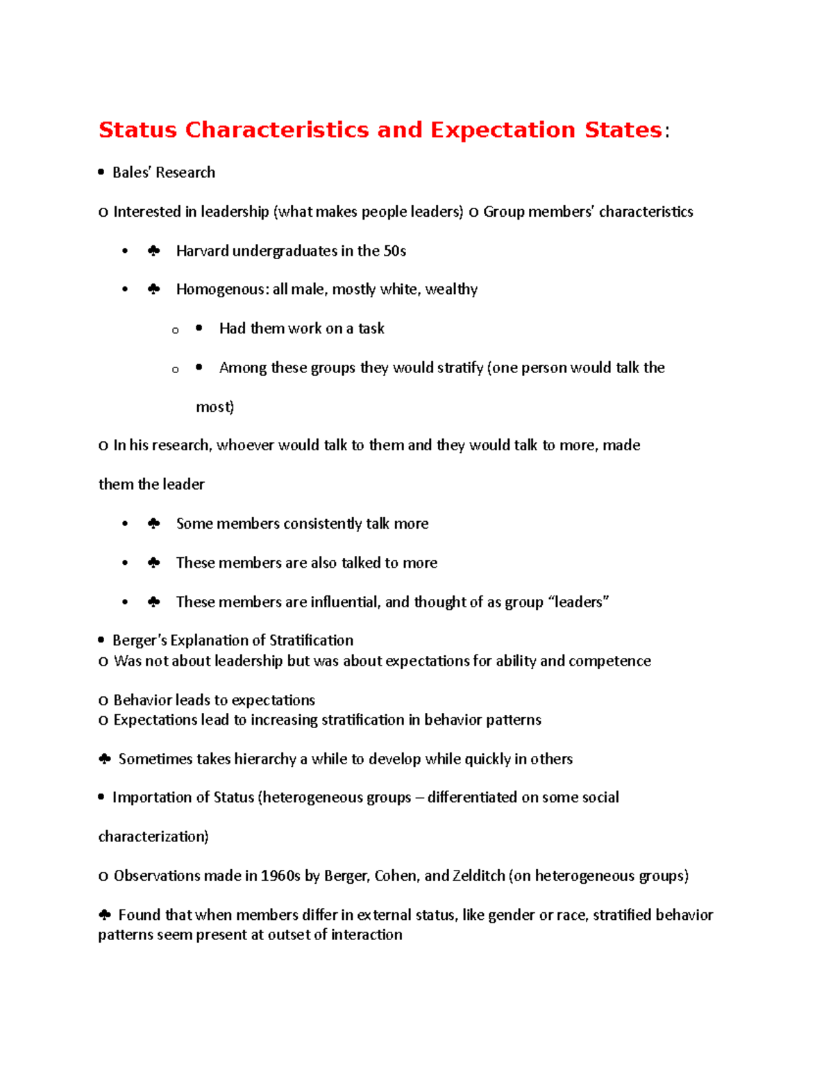 Status Characteristics and Expectation States - These expectations lead ...