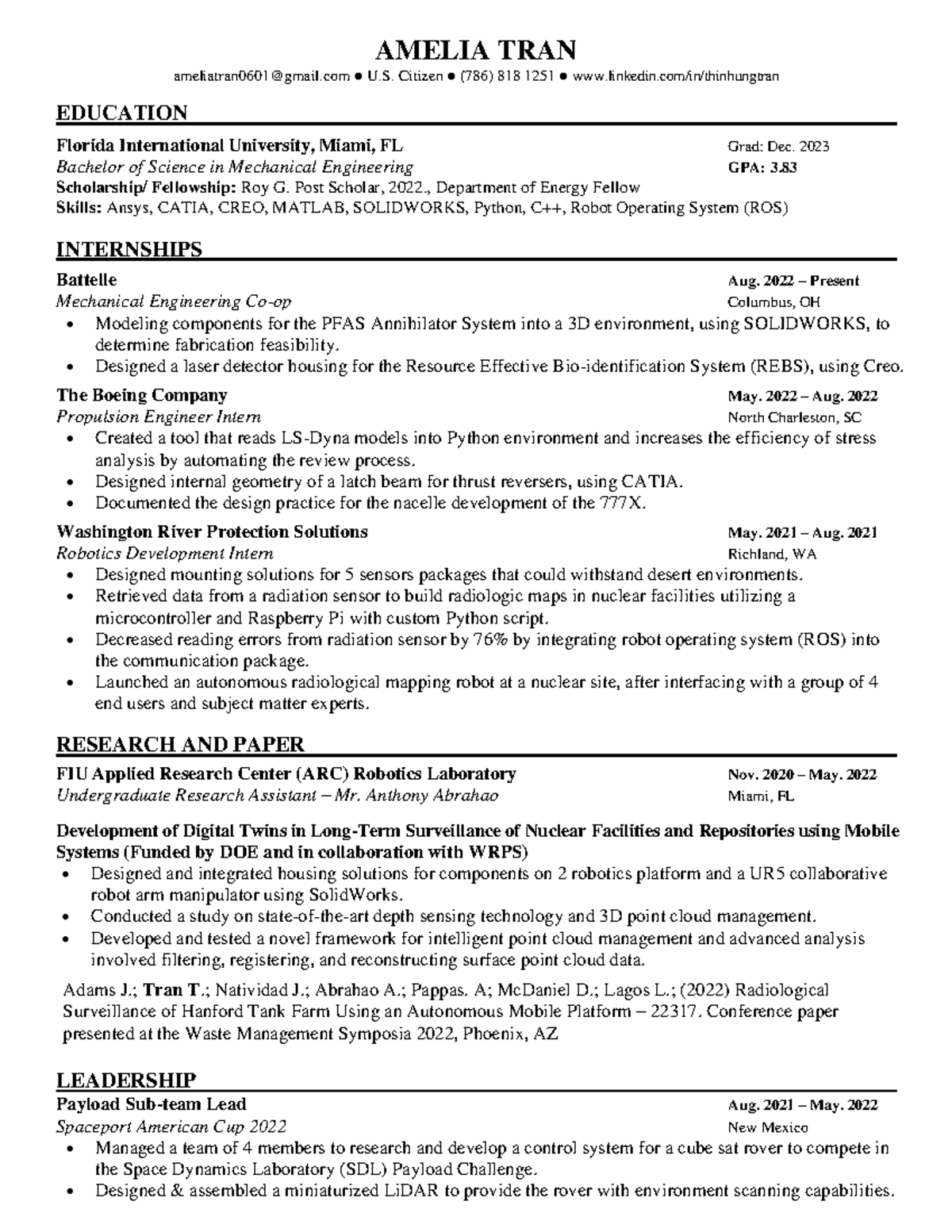 Amelia Tran Resume LAG - gdfgdfg - AMELIA TRAN ameliatran0601@gmail U ...