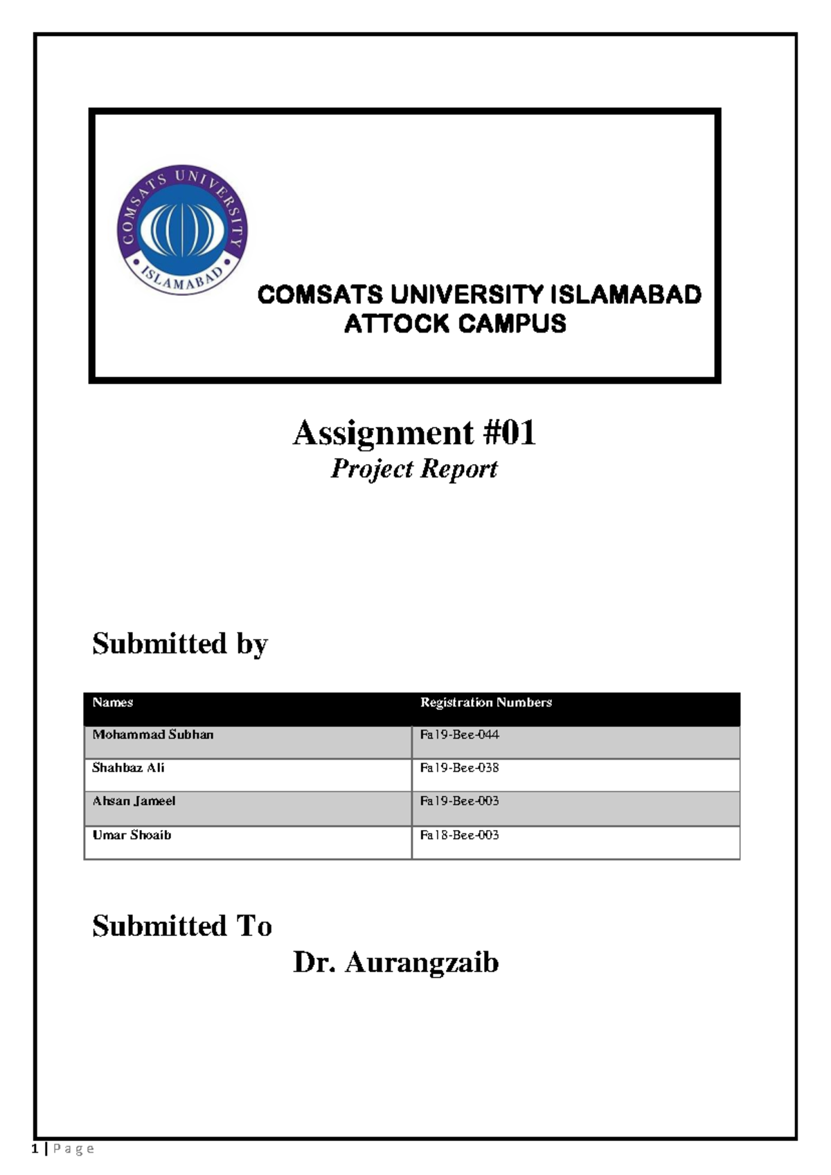 PG Project Report-converted - Assignment Project Report Submitted by Names Registration Numbers ...