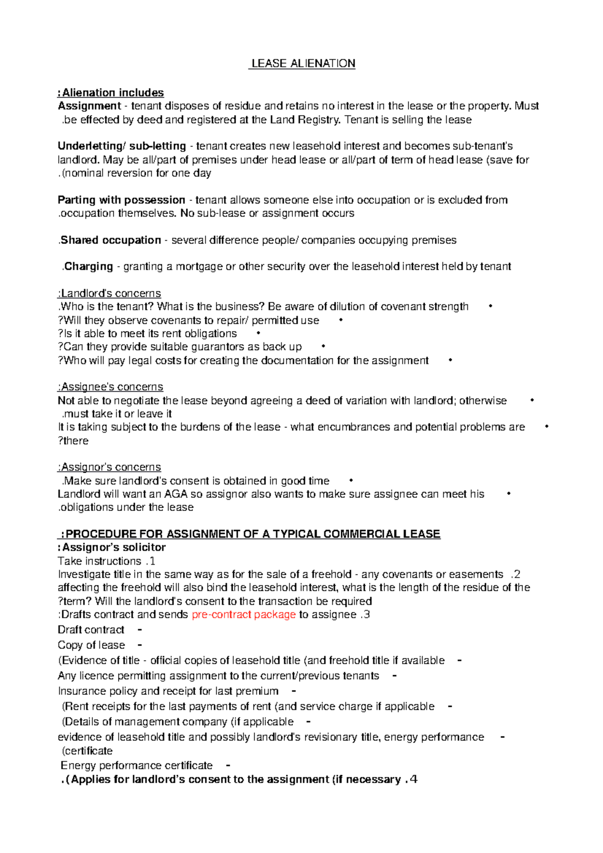 Real Estate Lease Alienation - LEASE ALIENATION :Alienation includes ...