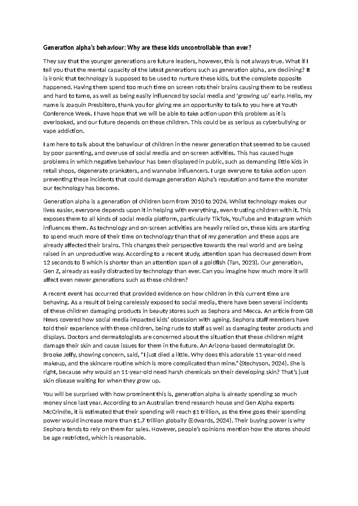 12 IA2 english final - IA2 - persuasive speech script - Generation ...