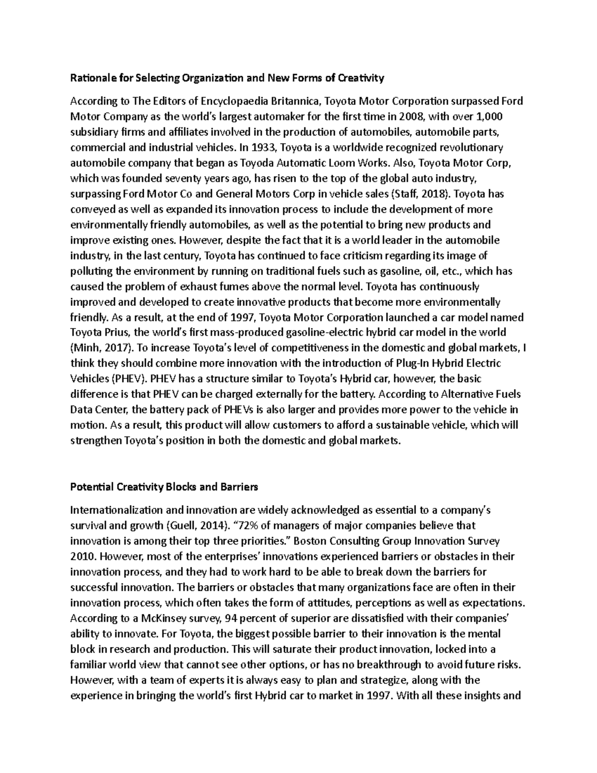 Assessment 2 - DTC - Rationale for Selecting Organization and New Forms ...