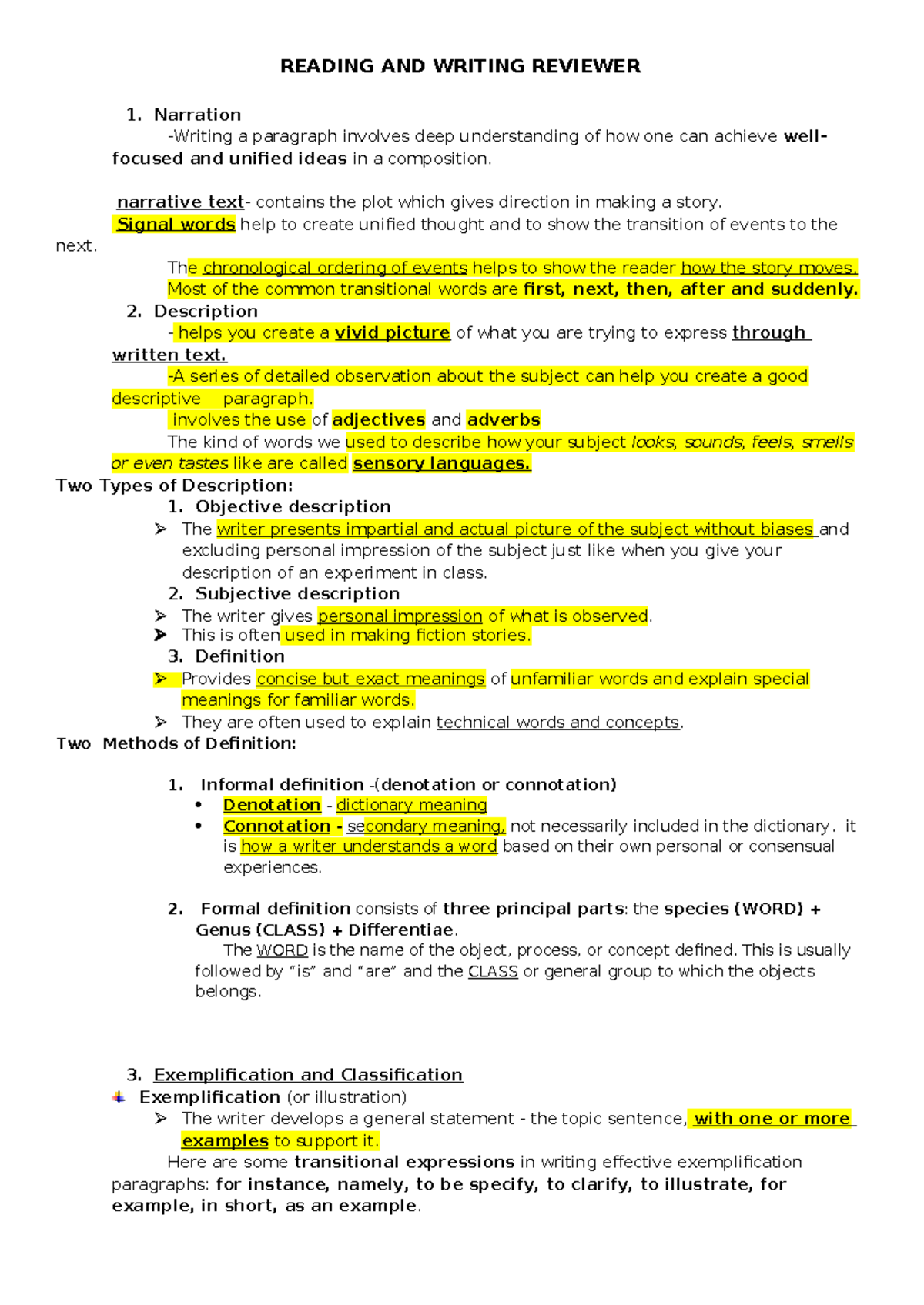 Reading AND Writing Reviewer - READING AND WRITING REVIEWER 1 ...